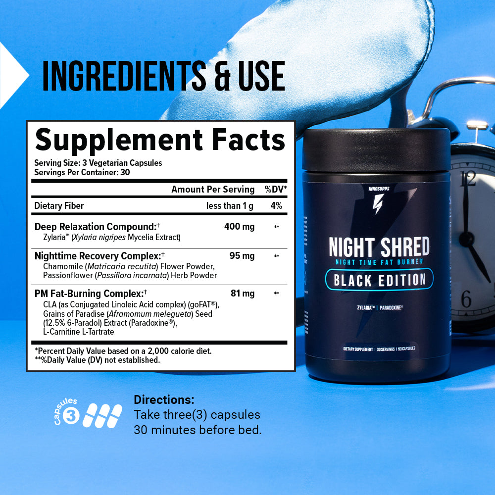 Night Shred Black - Cutting-Edge Sleep Aid and Fat-Burner, Promote ...