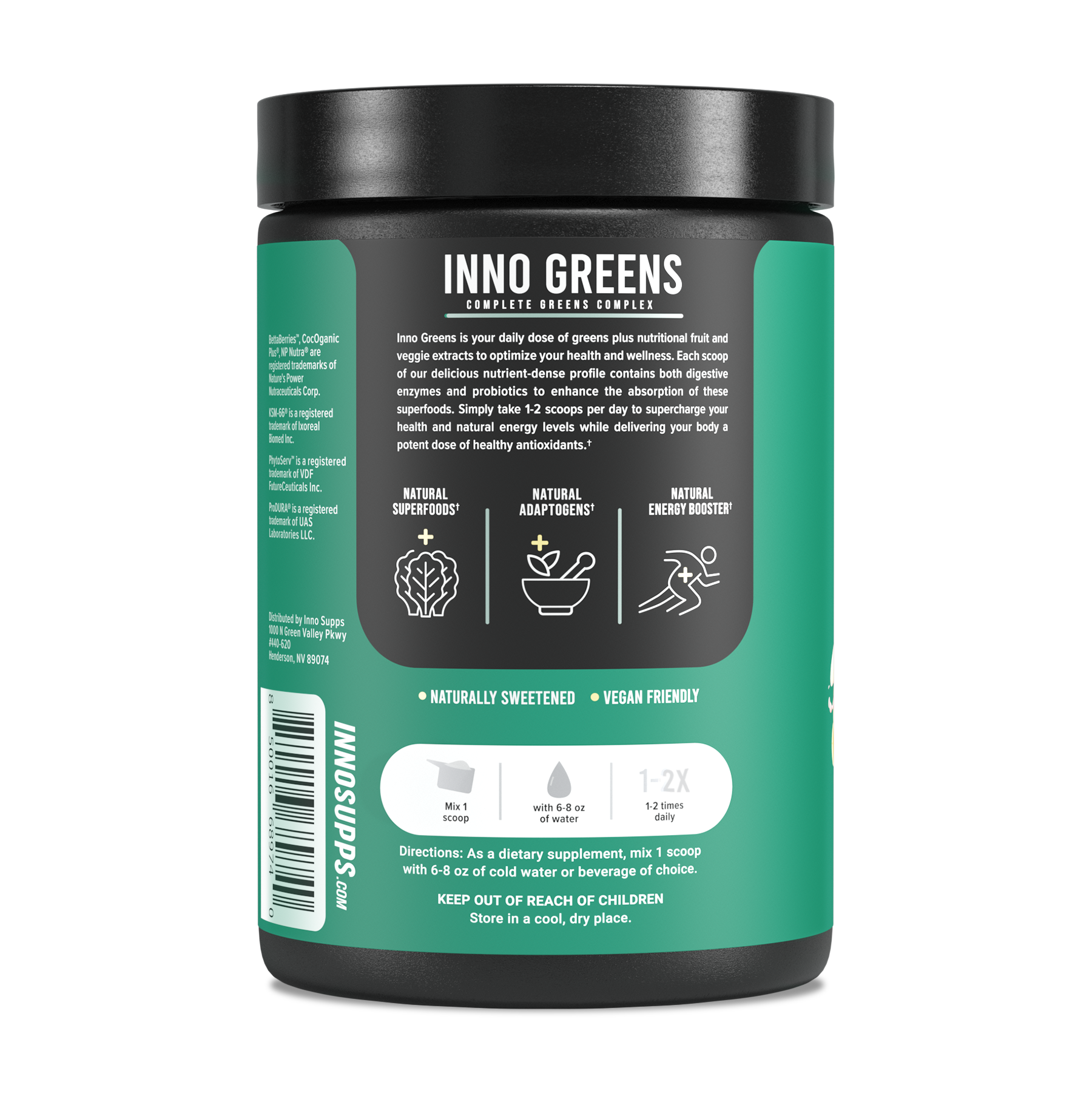 Inno Greens - 25 Greens & Superfoods Per Serving, KSM-66 Ashwagandha